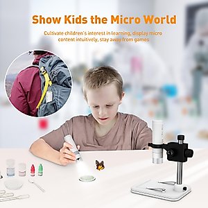 Wireless Digital Microscope Camera, GUVOP 50X-1000X Magnification WiFi Portable Handheld USB Microscopes with 8 LED & Stand,Compatible for iPhone, Android, Electronic Microscope for Kids Adults-White
