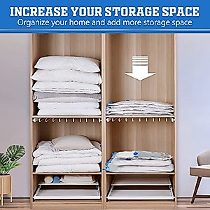 MecTo Vacuum Storage Bags 6 Pack Jumbo Space Saver Vacuum Storage Bags, Reusable Ziplock Vacuum Sealer Bags for Clothing, Comforter, Pillow, Blankets, Bedding, Travel, Hand Pump Included