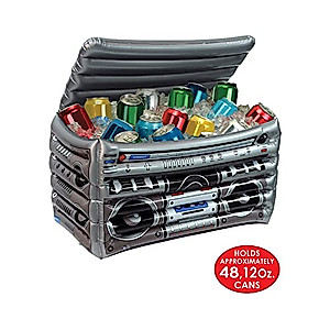 Beistle 16" x 24" Inflatable Boom Box Drink Beverage Cooler for Summer Beach 80's Theme Retro 1980's Party Decorations, Holds Approx. 48 12-Ounce Cans