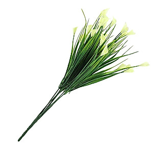 Fdit Artificial Flowers Calla Leaf Fake for Home Garden Party Wedding Decoration (White)