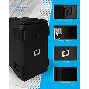 TABU 95QT End-Loading Insulated Food Pan Carrier, LLDPE Material Food Box Carrier with Double Buckles, Front Loading Portable Food Warmer with Handles (Black)