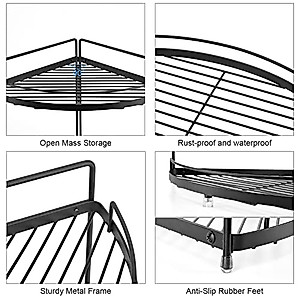 mahueeol Corner Bathroom Organizer for Countertop,2-Tier Cosmetic Holder Vanity Rack,Detachable Standing Rack Kitchen Cabinet Spice Rack Metal Bathroom Shelf for Shower Caddy Wire Shelf