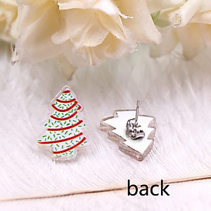 Cute Acrylic Christmas Tree Stud Earrings Chocolate Colorful Lanterns for Women Winter Xmas Festive Merry Christmas Holiday Jewelry Gift-A