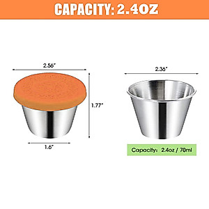EFOBO 6 Piece 2.4oz Salad Dressing Container To Go, Reusable Small Containers with Lids, Fits in Bento Box for Lunch, Stainless Steel Leakproof Condiment Cup, Easy Open, Dipping Sauce Cups