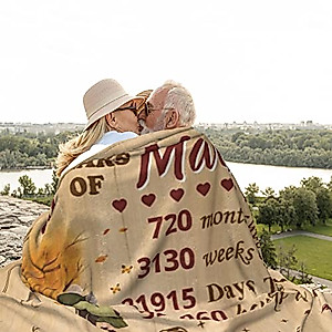 Pigipfu Anniversary Marriage Gifts, Anniversary Blankets 60x50 Gifts for Him, 60th Anniversary Wedding Gifts for Husband, 60 Year Anniversary Wedding Gifts for Wife, Anniversary Wedding Gifts for Her