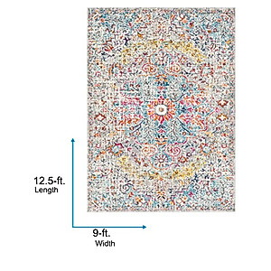 Livabliss Odelia Vintage Bohemian Area Rug,9' x 12'6",Aqua