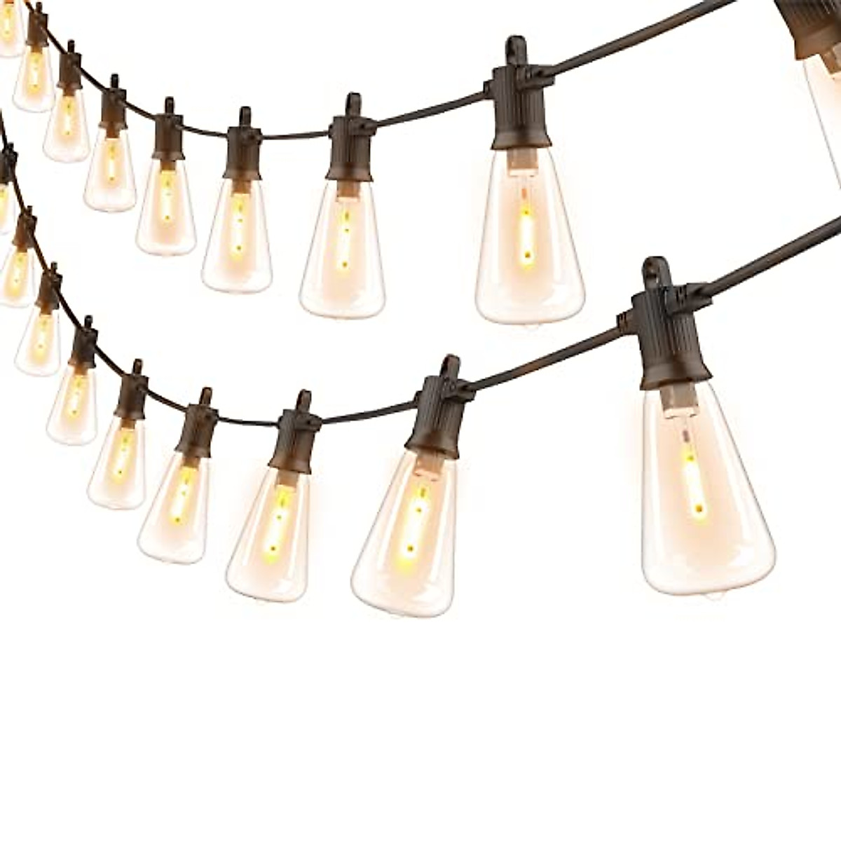 FOOMAN 100FT Outdoor String Lights,Shatterproof Dimmable LED Cafe Lights Waterproof ST38 Connectable Outdoor Patio Lights with 54 Plastic Bulbs for Porch Backyard Garden Bistro(2×50FT)