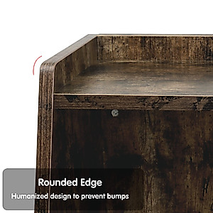 LAVIEVERT 3-Tier End Side Table Nightstand with Drawer, Bookcase Bed Side Table Storage Cabinet for Bedroom, Living Room Home & Office - Rustic Brown