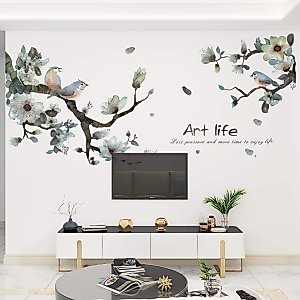 LLYDD Leaf and Bird Wall Sticker Tree Leaves Plant Natual Wall Stickers Decal Art Decor Room Decoration Peel and Stick Self - Adhesive for Garden Living Room Bedroom Kitchen Playroom Nursery Room