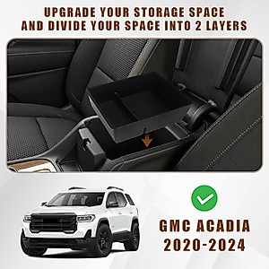 Muslogy Center Console Organizer Compatible with GMC Acadia 2017-2022 2023 Accessories Acadia SL SLE SLT Denali AT4 Middle Console Storage Box Armrest Insert Tray ABS Material