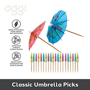 OGGI Cocktail Umbrellas for Drinks 20 pcs - Drink Umbrellas Cocktail Picks, Paper Drink Umbrellas, Mini Drink Umbrellas Toothpicks for Cocktails, 4.25" / 11cm