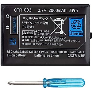 HDCKU Battery Replacement Compatible for Nin 3DS CTR-003 with Tool Kit Pack(Not compatiable with 3DS XL SPR-003)