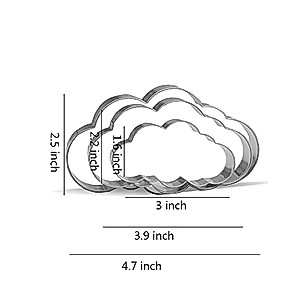 Cloud Cookie Cutter Set - 4.7”,3.9”,3” - 3 Piece - Stainless Steel