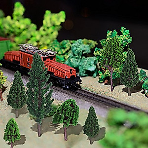 Bememo 22 Pieces Model Trees 1.18 - 6.29 Inch Mini Diorama Trees Mixed Model Tree Train Trees Miniature Forest Railroad Scenery Pine Trees Architecture Trees for DIY Scenery Landscape, Natural Green