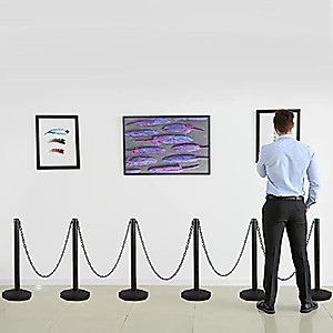 HABUTWAY 6Pcs Traffic Delineator Post Cone with 5.5FT Chain, Chain Safety Barriers Outdoor and Indoor Crowd Control Barricade (Black)