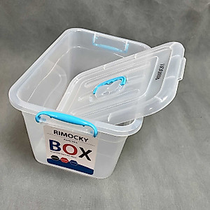RIMOCKY Plastic boxes ,Plastic Storage Bin Tote Organizing Container with Durable Lid and Secure Latching Buckles, Stackable and Nestable