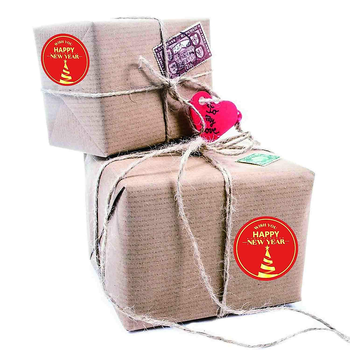 Happy New Year Stickers for Package Seals,Stickers for Cards Envelopes Package Boxes,1.5 Inch 500 Pcs