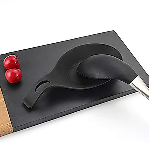 Spoon Rest, Silicone Kitchen Untensil Holder,Use for Kitchen Utensils, Gadget, Table Cutlery,Kitchen GiftsBlack
