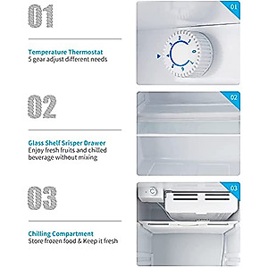 N A 4.5 Cu.Ft Mini Refrigerator Compact Refrigerator-Small Drink Food Storage Machine for Dorm, Garage, Camper, Basement or Office, Single Door Mini Fridge, stainless steel (Black)