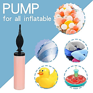 Balloon Pump Hand Held 2 Pack 2-Way Dual Action Inflator Air Pump for Balloons, Manual Balloon Inflators Machine with 100pcs Balloons, 32.8Ft Tape Strip, 2pcs Tying Tool, 200 Dot Glue for Party DIY