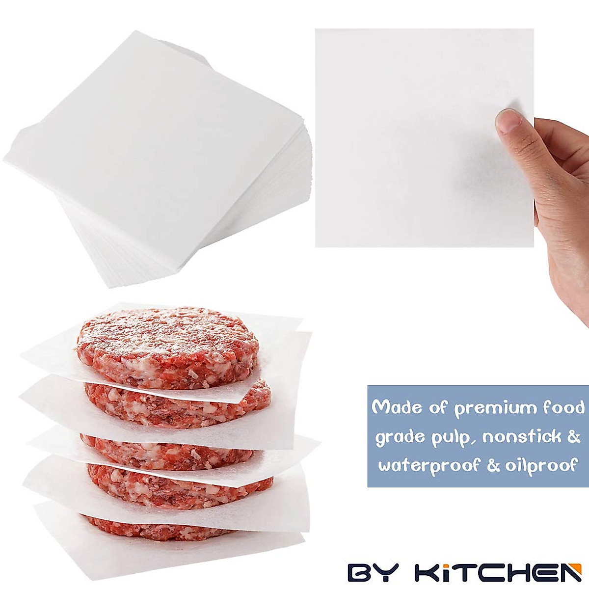 Burger Patty Paper, 5.5 x 5.5in, Set of 300, Patty Paper Squares, Baking Parchment Paper Squares/Hamburger Patty Papers for Separating Burger Patty, Cookies and More