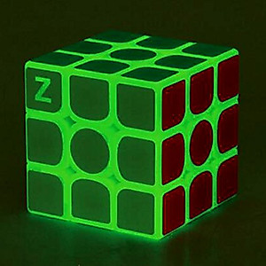 3x3 Fluorescent Speed Cube Glow in Dark Magic Speed Cube 3-D Brain Teasers IQ Puzzles for Kids and Adults (Green Fluorescent)