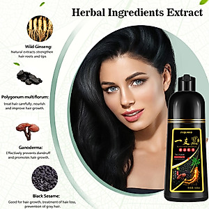 Fvquhvo Black Hair Color Shampoo for Gray Hair, Instant Black Hair Dye Shampoo 3 in 1, Long Lasting Black Hair Shampoo (16.9 Fl Oz, Black, Paraben Free, Ammonia Free, Sulfate Free, Semi permanent)