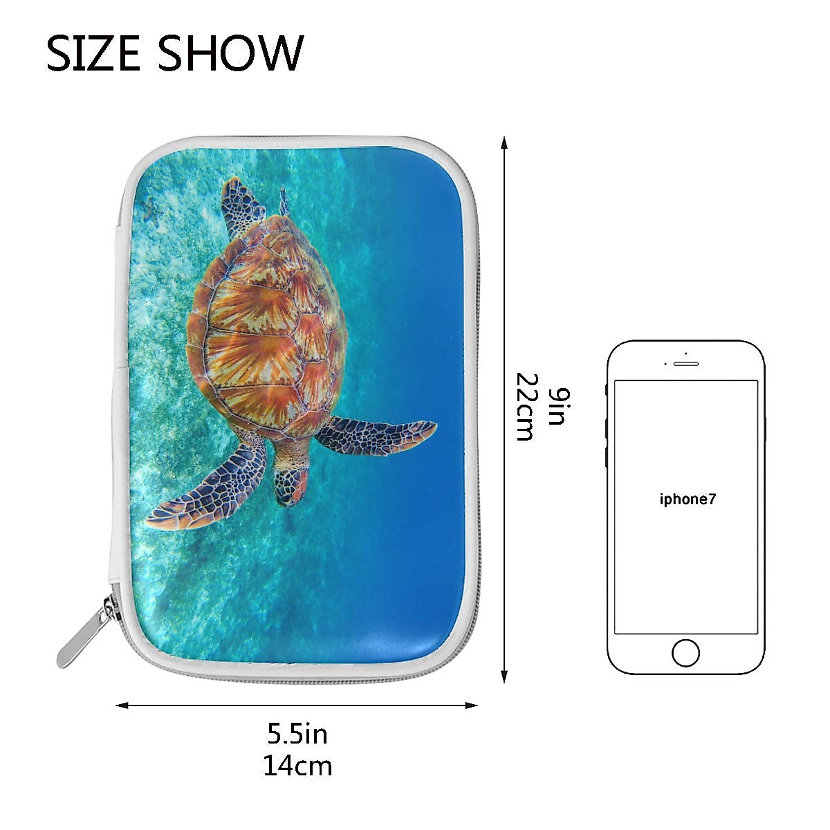 Bardic Pen Pencil Case Ocean Animal Sea Turtle Makeup Brush Bag Travel Organizer Cosmetic Pouch Passport Holder For Men Women