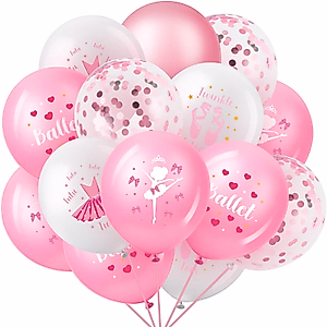 48 Pieces Pink White Confetti Latex Balloons 12 Inch Ballerina Birthday Party Decorations Ballet Balloons Ballerina for Birthday Engagement Wedding Baby Shower Bridal Shower Party Graduation Supplies