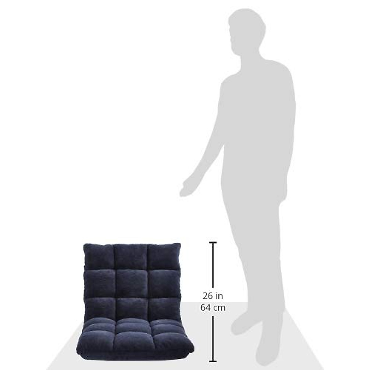 Amazon Basics Adjustable 14-Position 41-inch Memory Foam Floor Chair - Navy, 41.3"D x 21.3"W x 6"H