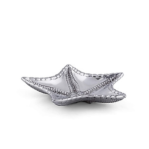 Arthur Court Aluminum Starfish Vanity Tray, Desktop Storage Organizer, Catchall, Valet, Nightstand or Dresser Serving Snack Tray - Ocean Décor Food Safe Hand Polished 6 inch X 7 inch