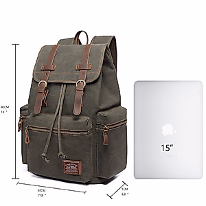 KAUKKO Vintage Casual Canvas and Leather Rucksack Backpack