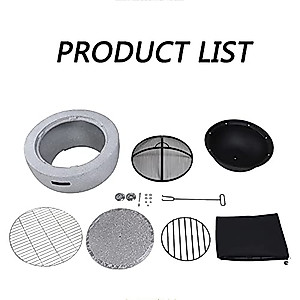 LEAYAN Garden Fire Pit Grill Bowl Grill Barbecue Rack Fire Pit Outdoor fire Pit, Heater with mesh Sparkle Screen Cover, Suitable for Garden, Picnic Terrace and Backyard Heating, Black