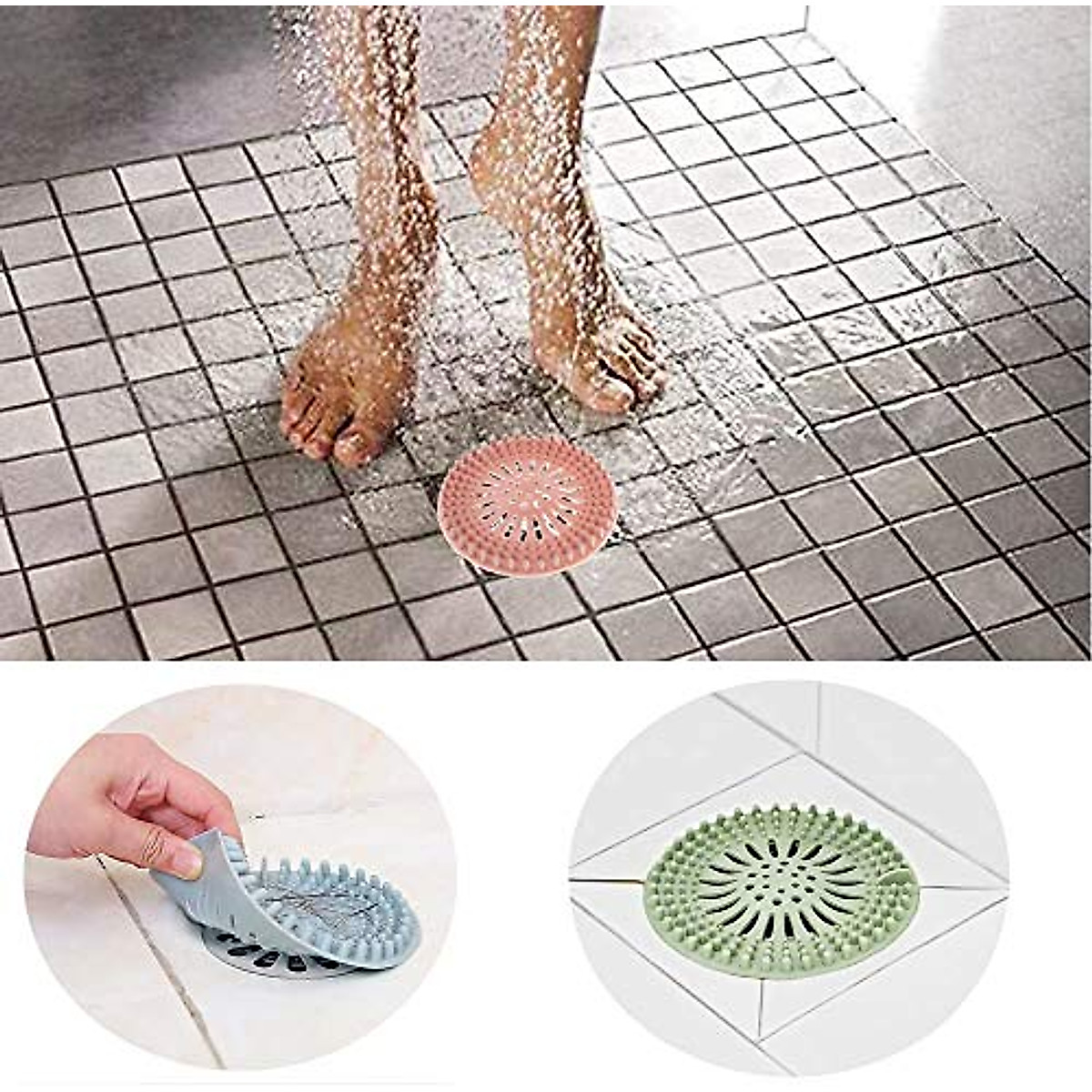 Sink Drain Strainer Durable Silicone Suckers for Bathroom and Kitchen，Sink Filter Sewer.Hair/vegetable scraps/garbage filters,Hair Stopper Shower Drain Filter，Easy to install and clean（5PCS）