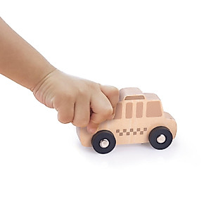 Guidecraft Mini Wooden Trucks - Set of 10: Toddlers Toy Set, Cement Mixer, Fire Truck, Police Car, Taxi Car, School Bus, Dump Truck, Ambulance, Fork Lift, Front Loader and Farm Truck Set