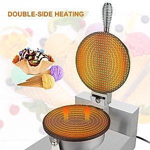 Commercial Waffle Cone Maker Ice Cream Cone Machine 1200W Non Stick Coating Timer and Temperature Control Use for Home Restaurant Dessert Station Hotel Bakery Gift