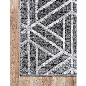 Rugs.com Lattice Trellis Collection Rug – 6' x 9' Gray Low-Pile Rug Perfect for Living Rooms, Large Dining Rooms, Open Floorplans