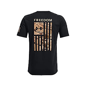 Under Armour Men's New Freedom Flag Camo T-Shirt, Black (001)/Desert Sand, Large