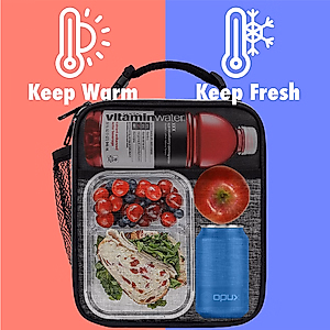 OPUX Premium Insulated Lunch Box, Soft School Lunch Bag for Kids Boys Girls, Leakproof Small Lunch Pail Men Women Work, Reusable Compact Cooler Tote Lunchbox for Office Adult, Heather Charcoal