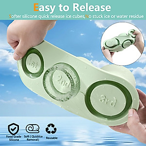 sheheme for Stanley Ice Mold,Silicone Ice Cube Tray for Stanley Cup 40 oz,Reusable Tumbler Ice Cube Mold With Lid and Bin for Ice Drink,Mix Juice,Whiskey,Cocktail.BPA Free Ice Cubes Maker (Green)