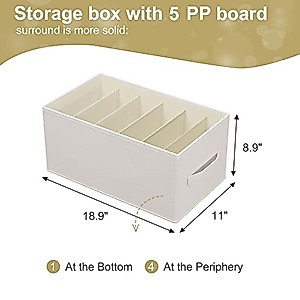 Grisofaa Wardrobe Clothes Organizer for Folded Clothes,Clothing Organizer and Jeans Organizer for Closet Use to Jeans Pants T-Shirts Leggings Built-in PP Board(Beige-2PCS)