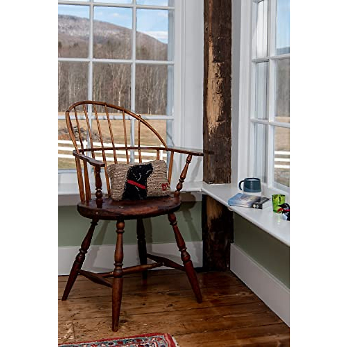 Chandler 4 Corners Artist-Designed Black Lab Begging Hand-Hooked Wool Decorative Petite Throw Pillow (8” x 12”)