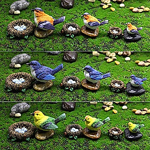 Miniature Figurines 1PC Fairy Garden Miniatures Mini Bird Garden Decorations Accessories Resin Crafts DIY Plant Bonsai Figurines(S-Orange Bird)
