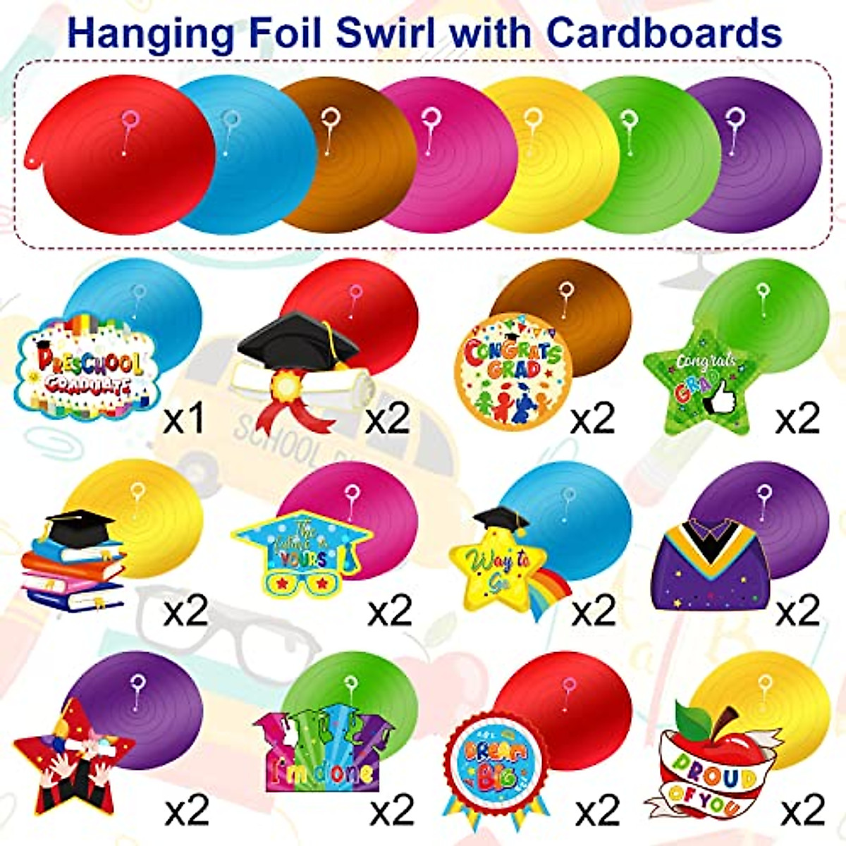 Yisong 46 Pieces Preschool Graduate Party Decorations Kindergarten Graduation Party Congrats Hanging Swirl for Pre Elementary Celebration Graduation Party Class of 2023 Ceremony School Party Supplies