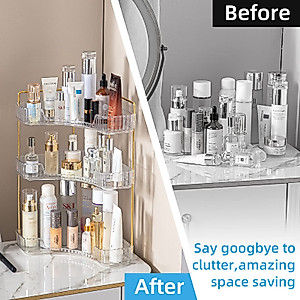 JSMKJ Makeup Organizer, 3 Tier Bathroom Organizer for Perfumes and Makeups,Skincare,Toiletries ect Multifunctional Organizer Rack for Dresser, Bedroom, Living Room, Bathroom (Transparent(3Tier))