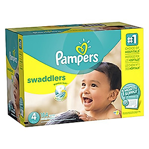 Pampers Swaddlers Disposable Baby Diapers, Size 4, One Month Supply, 164 Count