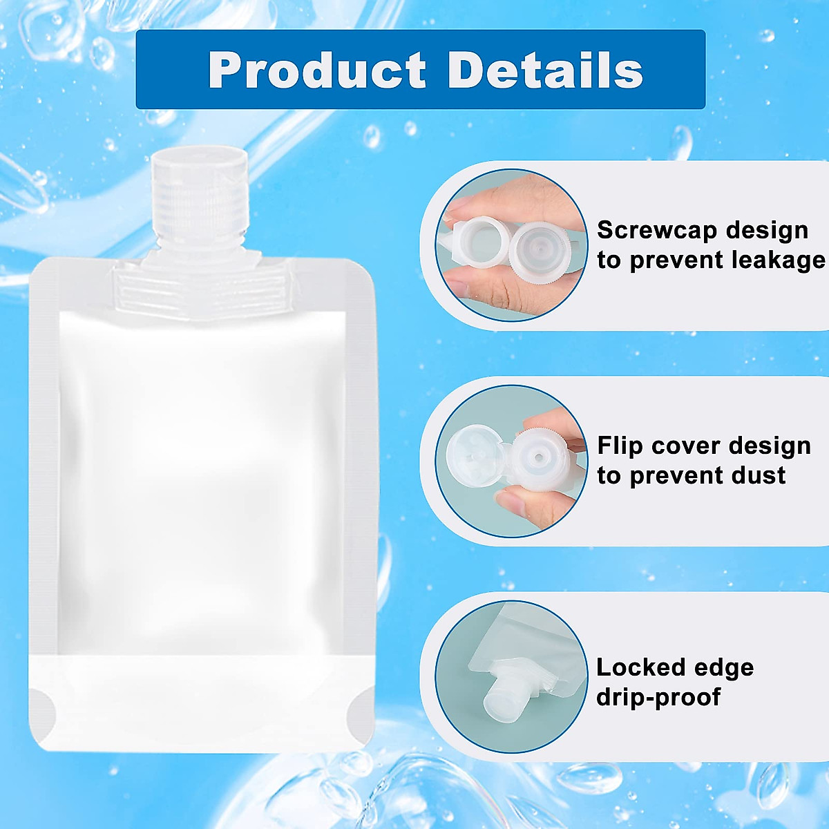 NAICHA Travel Pouches 16 PCS Refillable Travel Pouch for Toiletries Portable Travel Containers Empty Squeeze Pouches with Leakproof,Travel Accessories Bottles for Shampoo Lotion