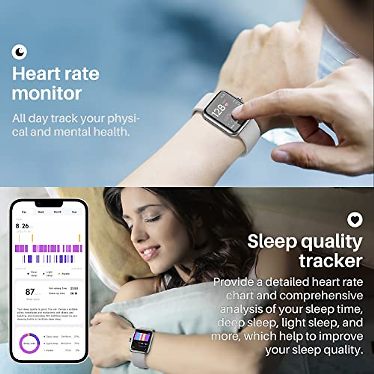 TOZO S2 40mm Mini Smart Watch Alexa Built-in Fitness Tracker with Heart Rate, Blood Oxygen and Sleep Monitor 5ATM Waterproof HD Touchscreen for Men Women Compatible with iPhone&Android Space Gray