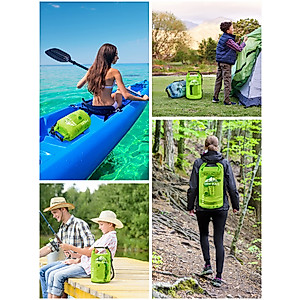 HEETA Dry Bag Waterproof for Women Men, Roll Top Lightweight Dry Storage Bag Backpack with Phone Case for Travel, Swimming, Boating, Kayaking, Camping and Beach (Transparent Lemon Green, 10L)