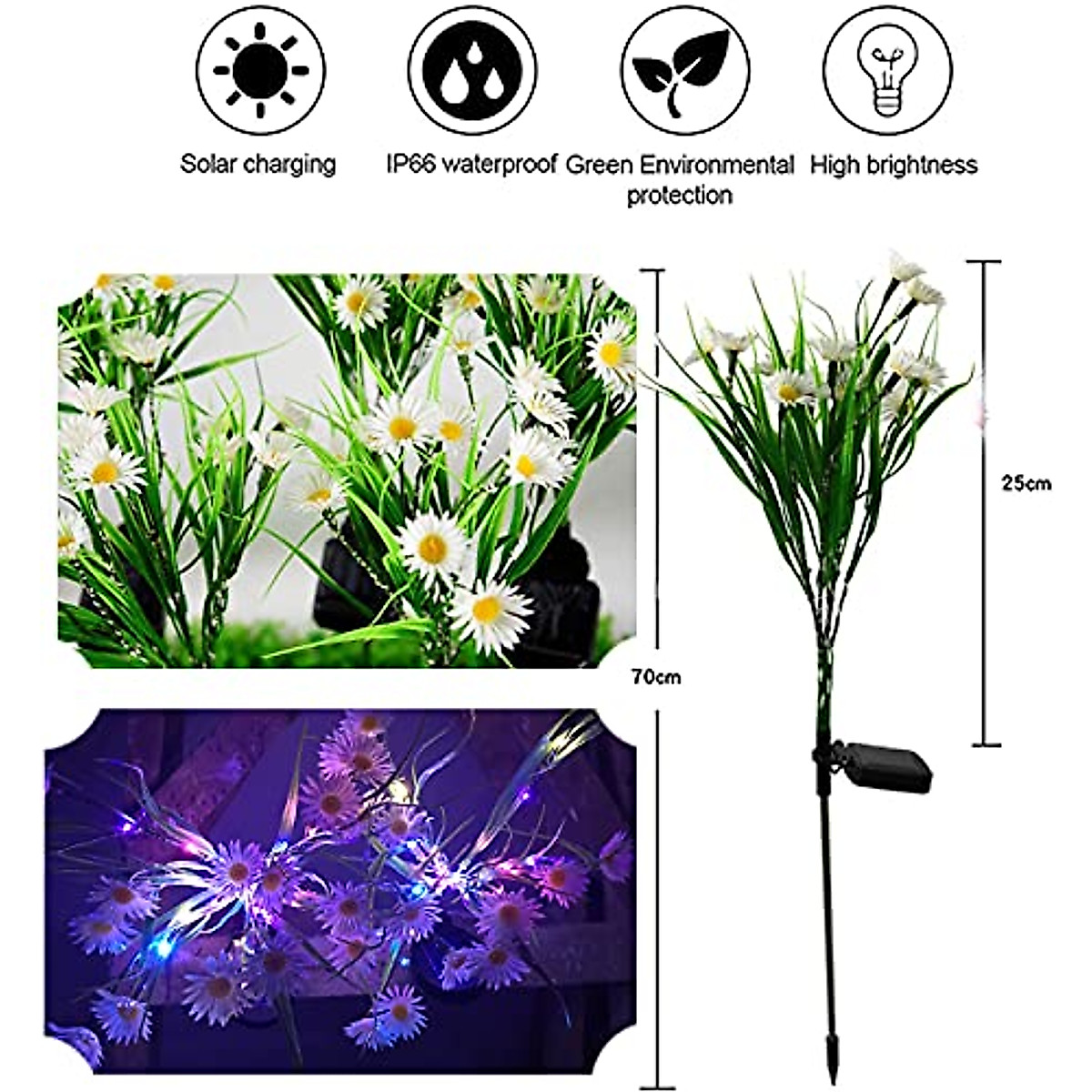 AMZSTAR Solar Garden Stake Lights,28 LED Daisy Flower Decorative Lights Outdoor Waterproof Solar Powered Landscape Lights for Yard/Patio/Walkway/Pathway/Path Light (White)